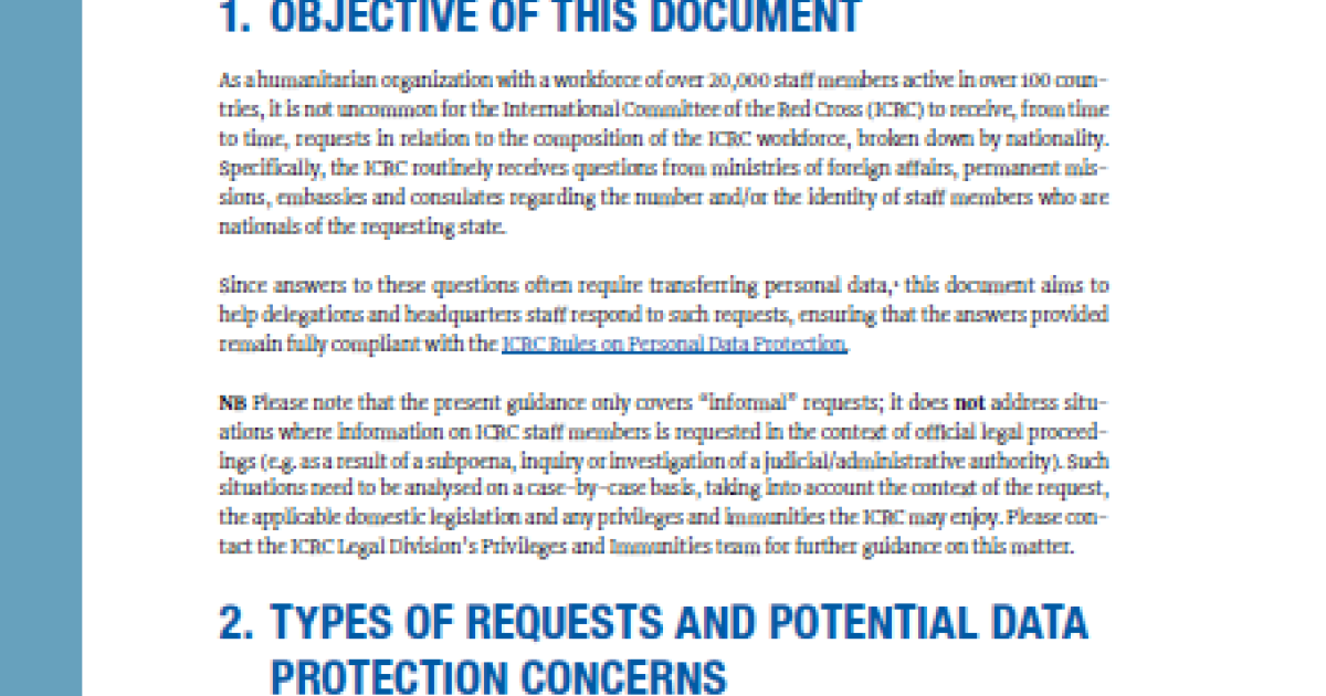 Management of Requests from States in Relation to ICRC Staff: Data ...