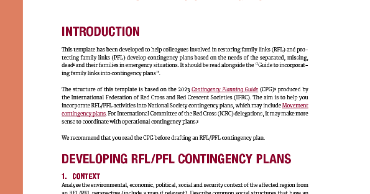 Template for Incorporating Family Links Into Contingency Plans ...